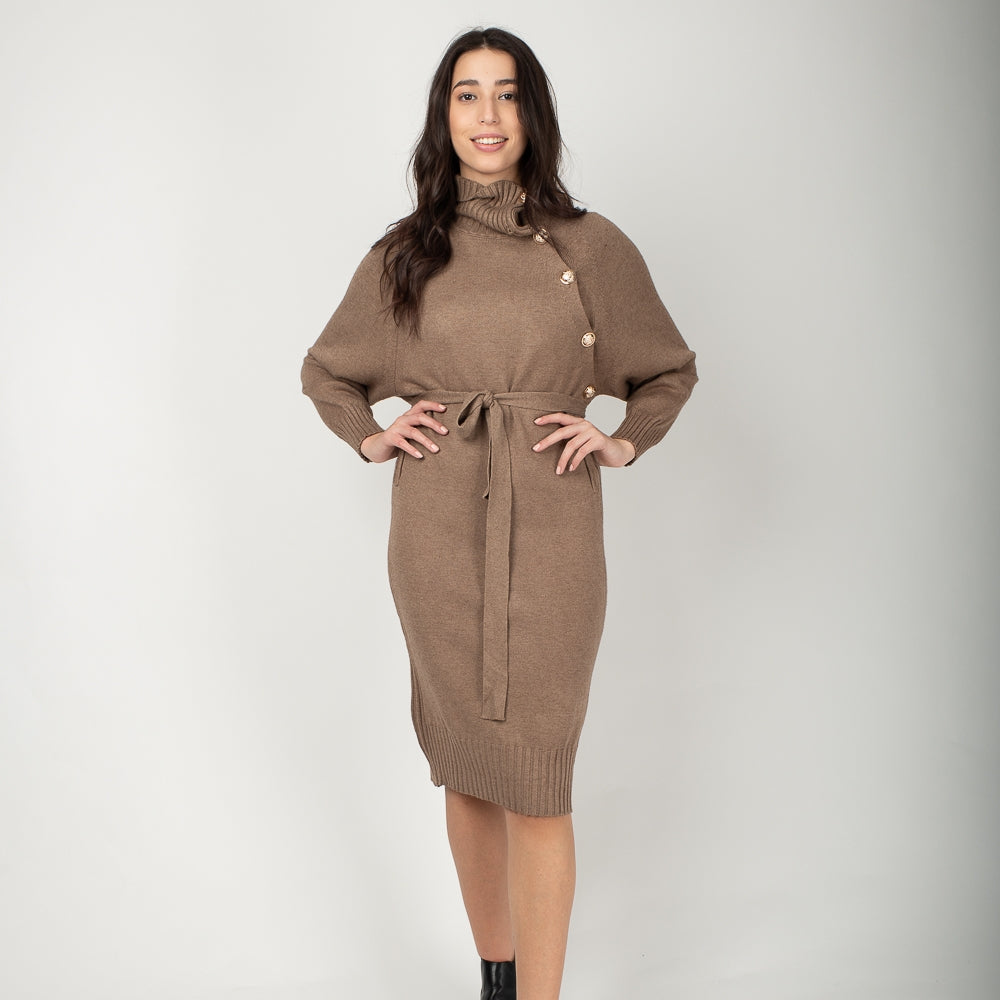 Knitted Turtleneck Dress – The Closet